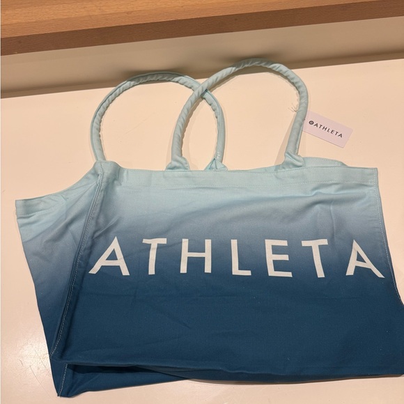 Athleta | Bags | Athleta Teal And White Ombre Tote Bag | Poshmark